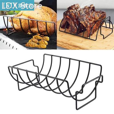 1pc Non-Stick Metal Wire Stand BBQ Grill Steak Holder Roasti