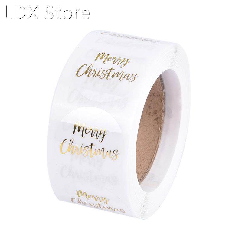 DIY 500pcs/roll Round Clear Merry Christmas Stickers Card B_虎窝淘