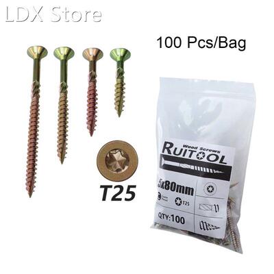 100pcs T25 Woodworking Plum Blossom Self Tapping Screws Dec