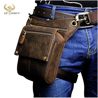 Crazy Horse Leather men Multifunction Design Small Messenge
