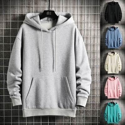 Men s Hoodie Streetwear Hip Hop Sweatshirts 情侣纯色连帽卫衣