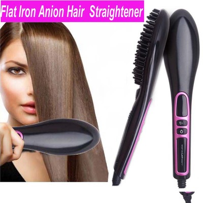 Flat Iron Hair Straightener Brush Salon Comb 中长发直发器梳