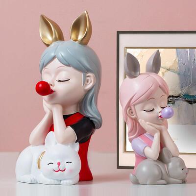 轻奢女孩摆件北欧创意客厅日玄关电卧视柜酒柜室生礼沙粒物家装饰