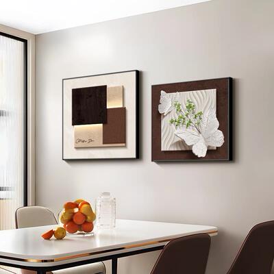 简画约现代抽象餐饰厅装HYA5115-画肌理感餐桌背景墙挂客高档厅壁