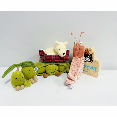 JELLYCAT趣味豌豆荚橄榄午睡西高地谢尔顿虾毛绒玩具礼物安抚玩偶