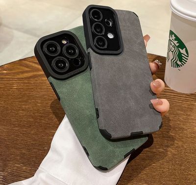 简约羊皮磨毛s22plus防摔s23ultra适用A15三星Galaxy A53手机壳A52S  A55 5G高级 A73全包A72软A33 s24u s25+