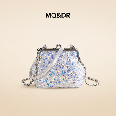 MQ&DR【闪耀少女】亮片夹扣手提包百搭晚宴包时尚链条单肩斜跨包