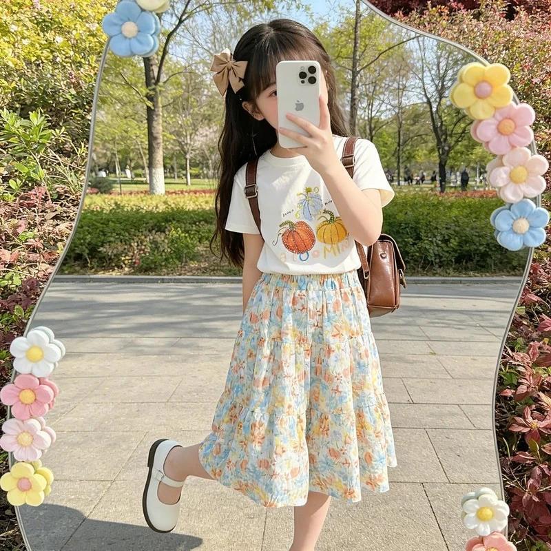 麦多多童装优选239女童夏装裙子儿童洋气时髦女孩碎花裙两件套