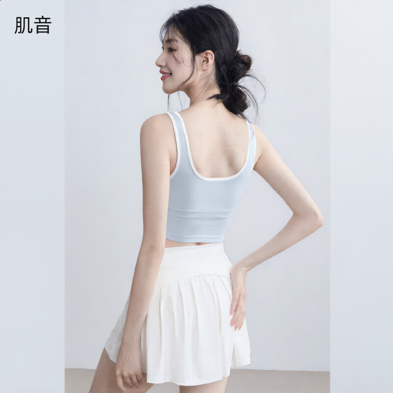 肌音女士速干百褶裙带侧口袋防走光半身裙跑步网球运动瑜伽短裙