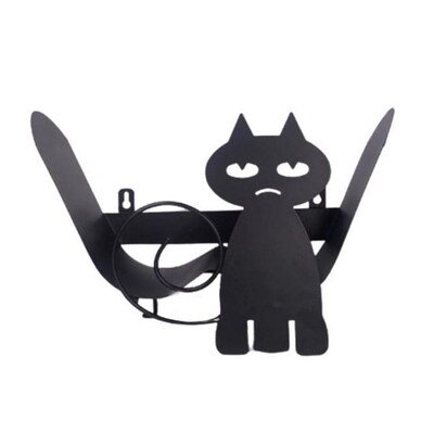 Staring  Cute Cast Iron Animal Black Paper Towel Holder B