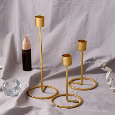 Single Head Concise and  Golden Candlestick Candelabra