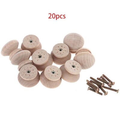 20PCS Natural Wood Cabinet Drawer Pull Handles With Screws W