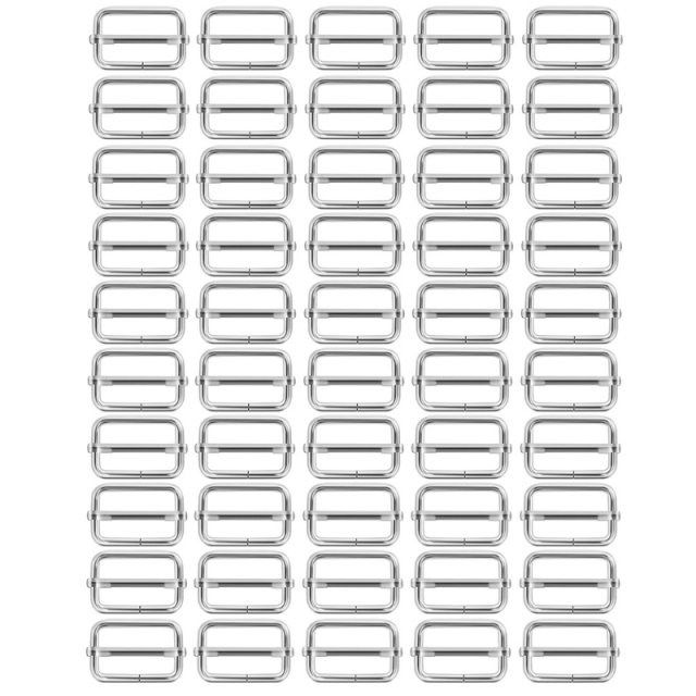 50pcs Slide Buckle 1 Inch Metal Tri-Glide Slides Rectangle A_虎窝淘
