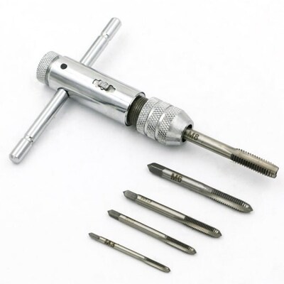 5Pcs M3-M8 T-Handle Ratchet Tap Wrench Adjustable Machinist