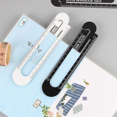 12cm Paperclip Bookmark Ruler Metal Black White Markers Draw