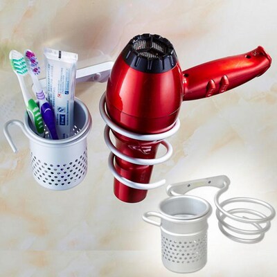 Wall Mount Hair Dryer Holder Stand and Organizer Aluminium S