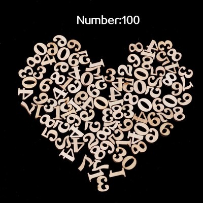 100Pcs Wooden 0-9 Numbers Embellishments 15mm Scrapbooking C