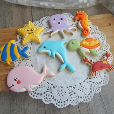 New 8pc/set Biscuit Moulds Sea Cookie Cutter Whale Dolphin O