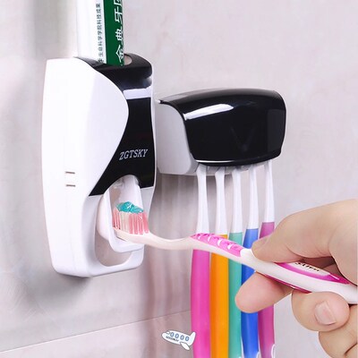 Automatic Toothpaste Dispenser Wall Mount Dust-proof Toothbr
