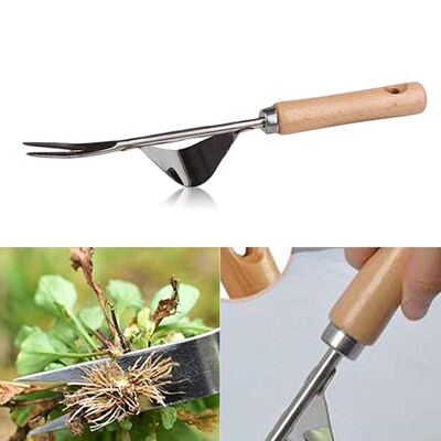 Wood Handle Stainless Steel Garden Weeder Hand Weeding Remov