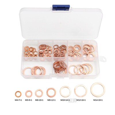 200 Pcs Copper Sealing Solid Gasket Washer Sump Plug Oil For