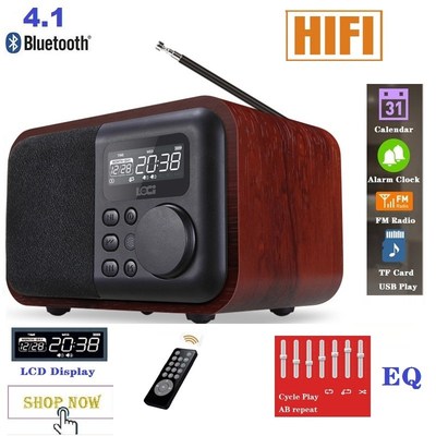 Wireless Wooden Portable Bluetooth Speaker FM Radio Subwoofe