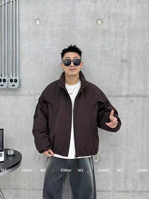 实体2025秋冬新款立领男士外套日系宽松休闲加绒时尚咖色工装夹克