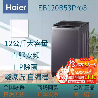 Haier/海尔EB120B53Pro3波轮洗衣机除菌全自动直驱变频12Kg大容量