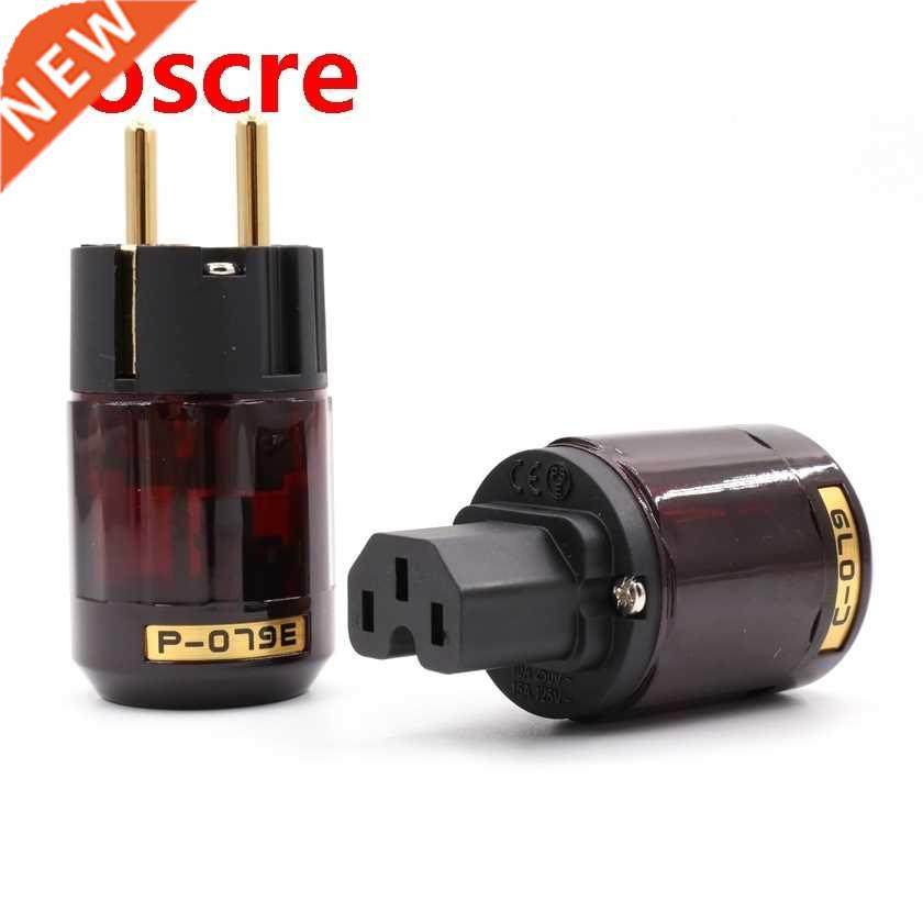Hi End Pair P-079E+C079 24k Gold-Plated EU Power Plug ac pow_虎窝淘