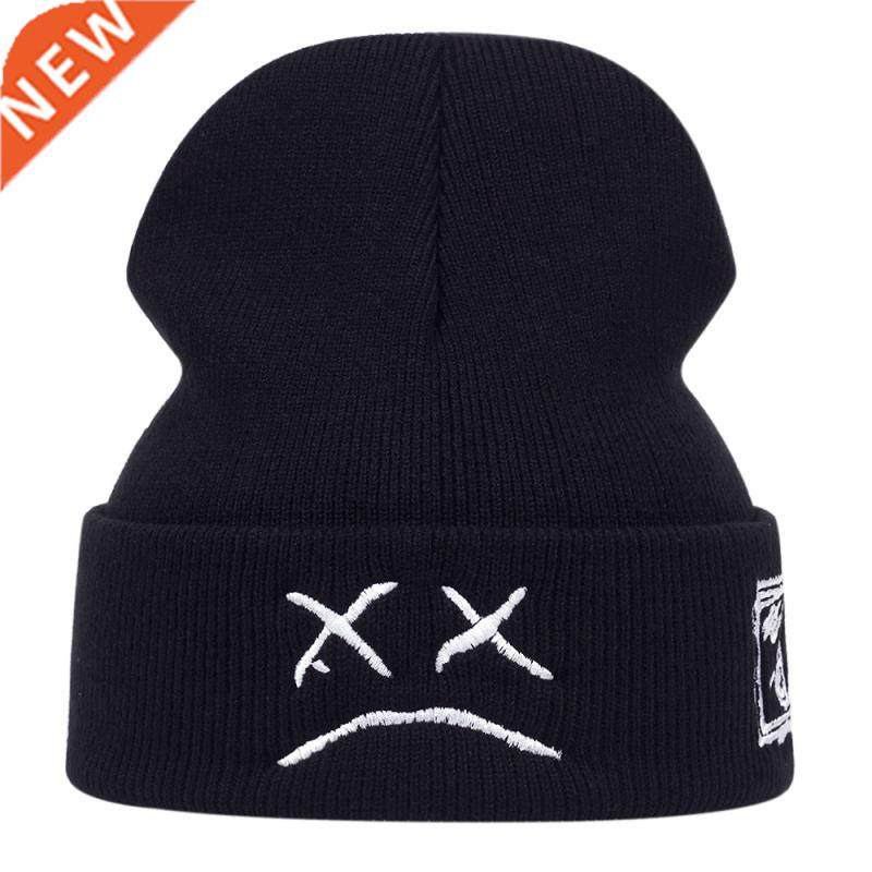 Crying face Embroidery Lil Peep beanie cap Men's and women S_虎窝淘
