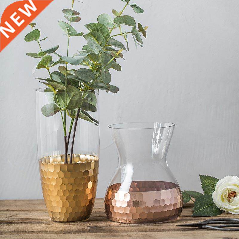 Gold Foil Glass Vase For Home Decoration Flower Vase Figuri_虎窝淘