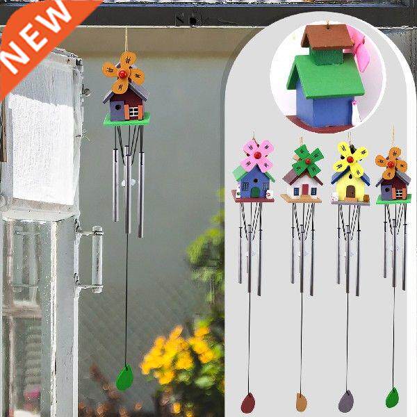 Creative Log Cabin Wind Chimes Student Bedroom Color Wooden_虎窝淘