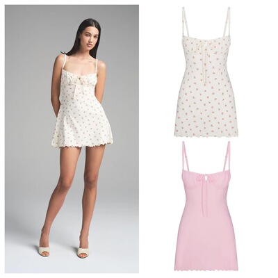 SKIMS卡戴珊同款欧美性感 LOGO POINTELLE情人节碎花镂空棉质套装