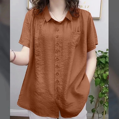 胖妈妈加肥加大码短袖衬衫女开衫