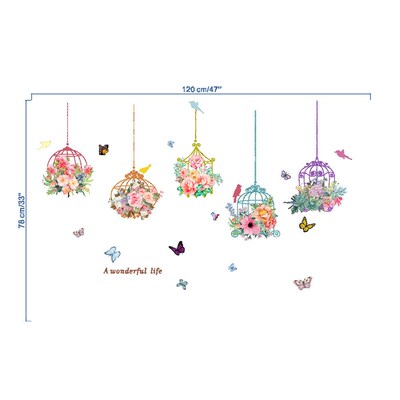 Multiple Birds Butterflies Selfadhesive Wall Stickers for Li