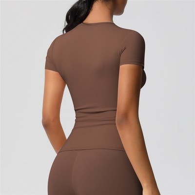 Solid Color Doublesided Brushed Tight Sport Tee Shirt Runnin