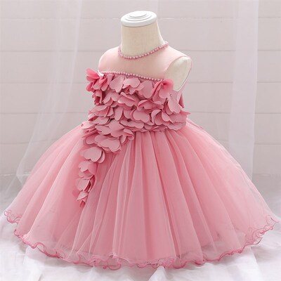 Baby Girls 1st Birthday Baptism Dress 2025 3D Flower Petals
