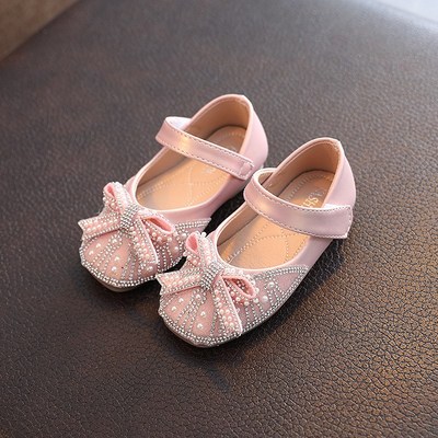 2025 SpringAutumn Sparkle Square Mouth Shoes Girls Rhineston
