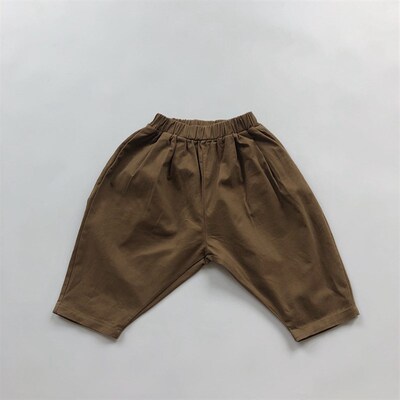 Kids Plain Casual Pants Spring Autumn Elastic Long Trousers