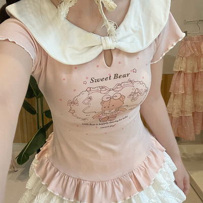春田少女百货商店女小熊短袖上衣