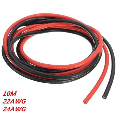 10M Two Wires 22/24AWG Silicone Wire 5M black+5M red SR Wire