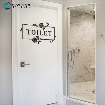 Toilet Door Sticker WC Entrance Sign Waterproof Wall Sticke