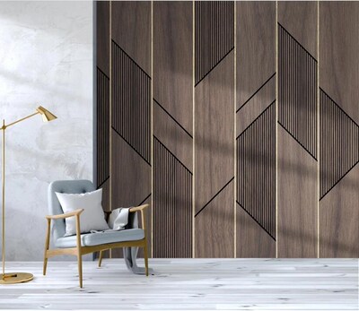 CJSIR Custom Modern Minimalist Geometric Wooden Board Wallpa