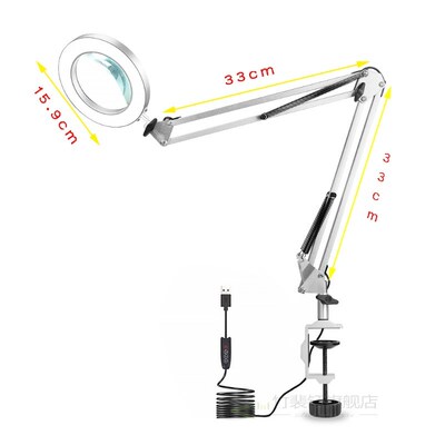 EOOKU 8W Table Lamp USB LED Light 5X Magnifying Glass Deskt