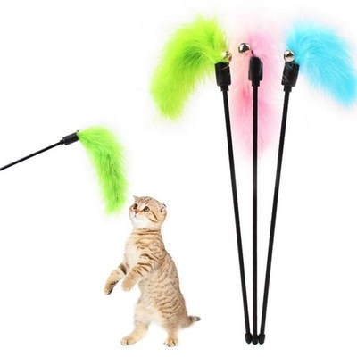 Stick  Pet  Teasing Stick Pompom Feather Accessor