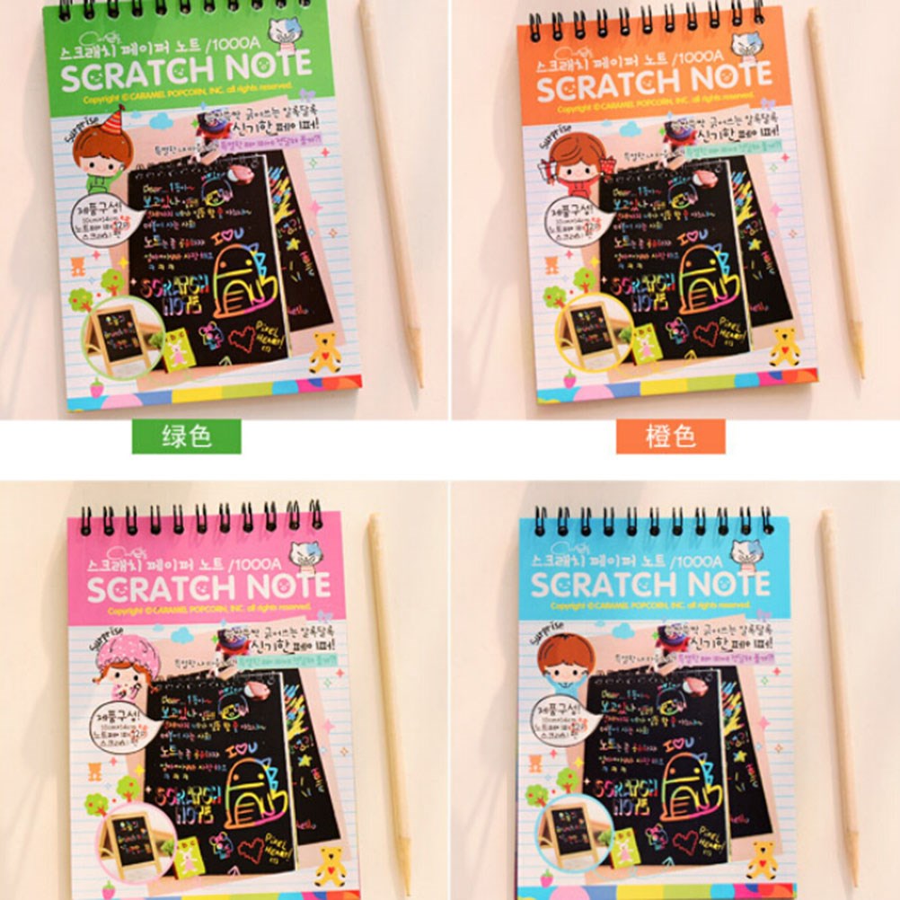 Scratch Notebook Children DIY Black Pages Graffiti Notebook_虎窝淘