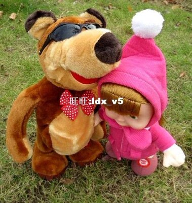 Anime Masha And Bear Doll Russian Language Plush Toys Musica