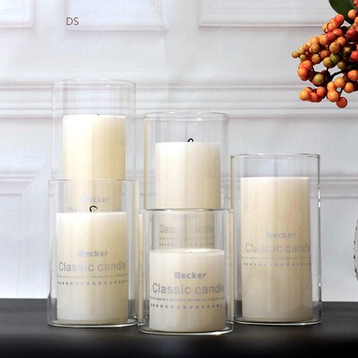 Housewares Glass Cylinder Vase,Candle Holders,Decorative Cen