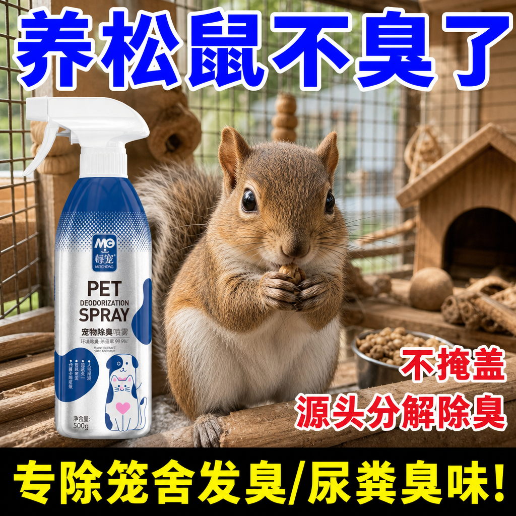 松鼠专用除臭剂杀菌去尿骚味屎臭味笼子垫料沙玩具用品除味分解剂