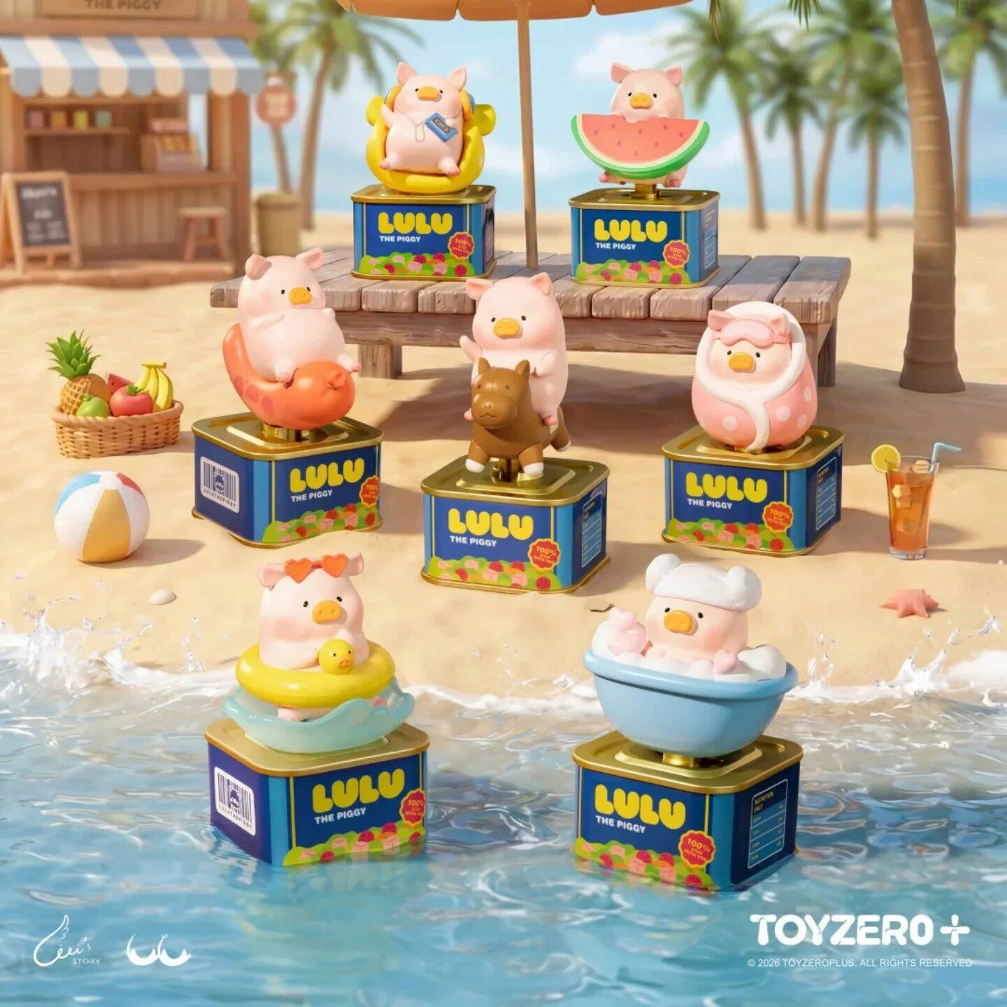 正版TOYZEROPLUS罐头猪LuLu放假Lu系列光动盲盒摆件礼物潮玩公仔
